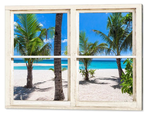 Tropical Island Rustic Window View